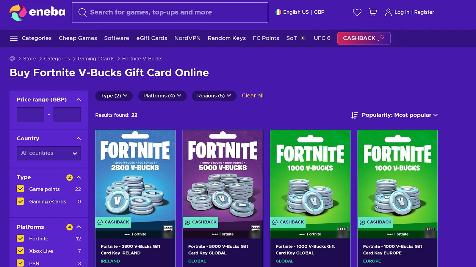 Best Sites to Buy V-Bucks Gift Cards 2026 | Eneba Hub